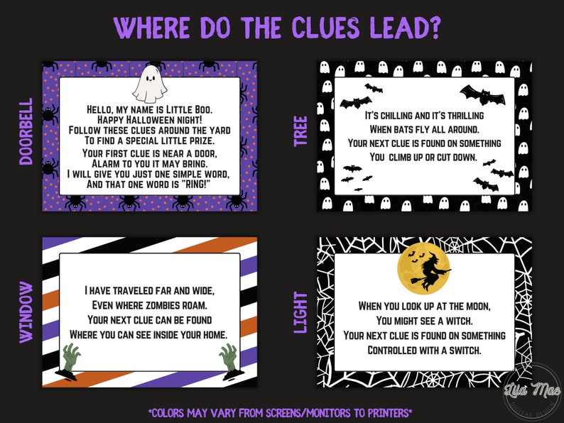 Outdoor Halloween Treasure Hunt for Kids, Scavenger Hunt Clues, Riddle ...