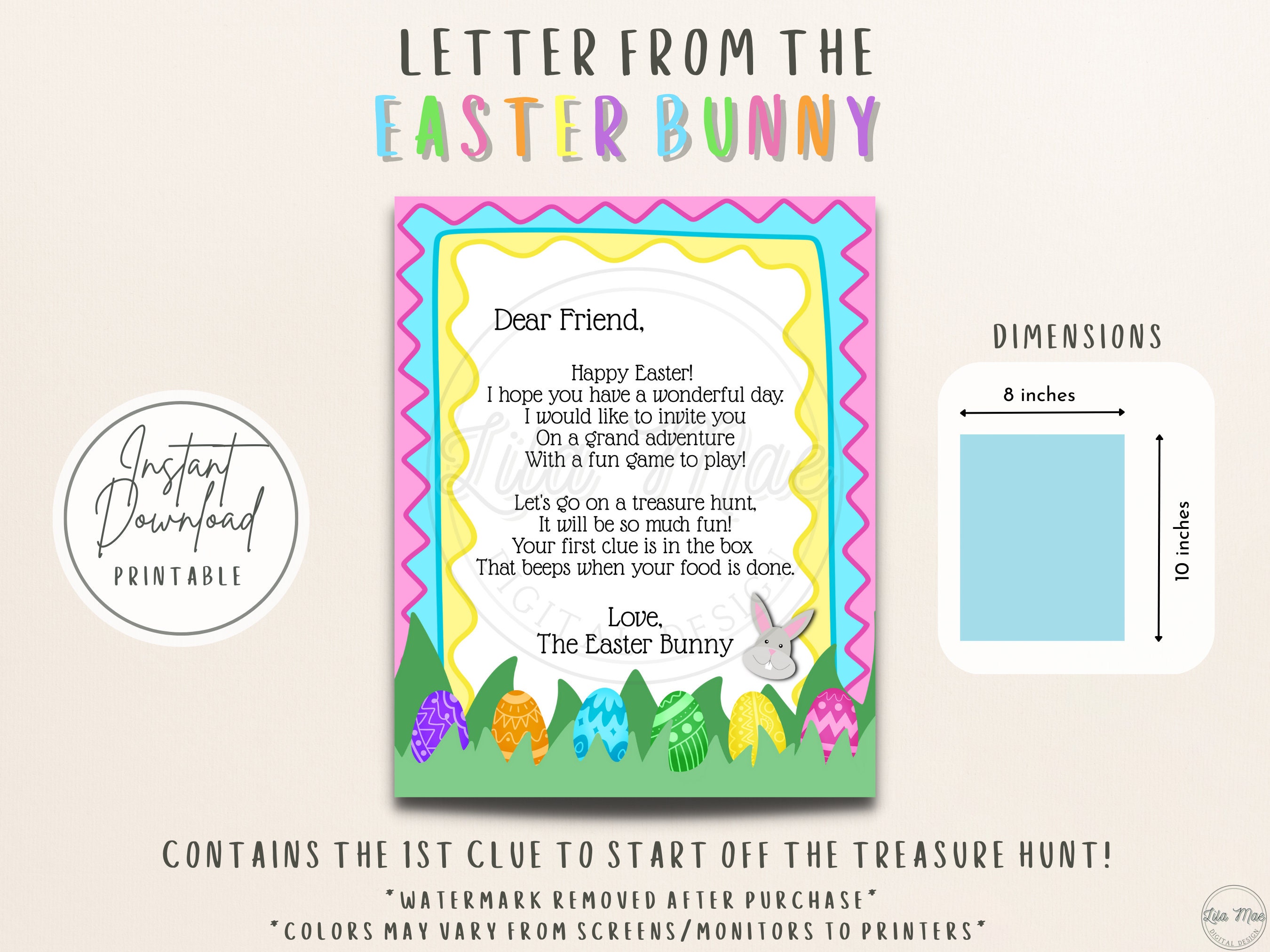 Printable Easter Scavenger Hunt for Kids, Indoor Easter Treasure Hunt ...