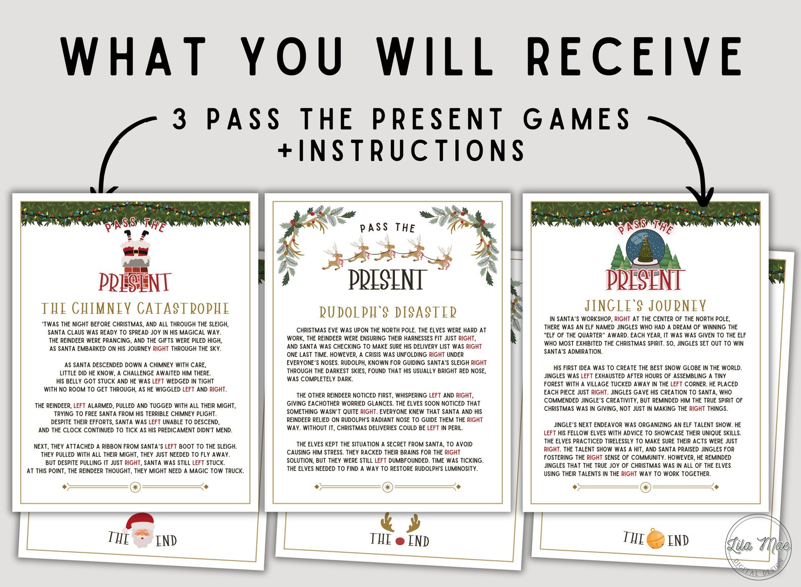 Christmas Left Right Game Bundle, Pass the Present Printable Party ...