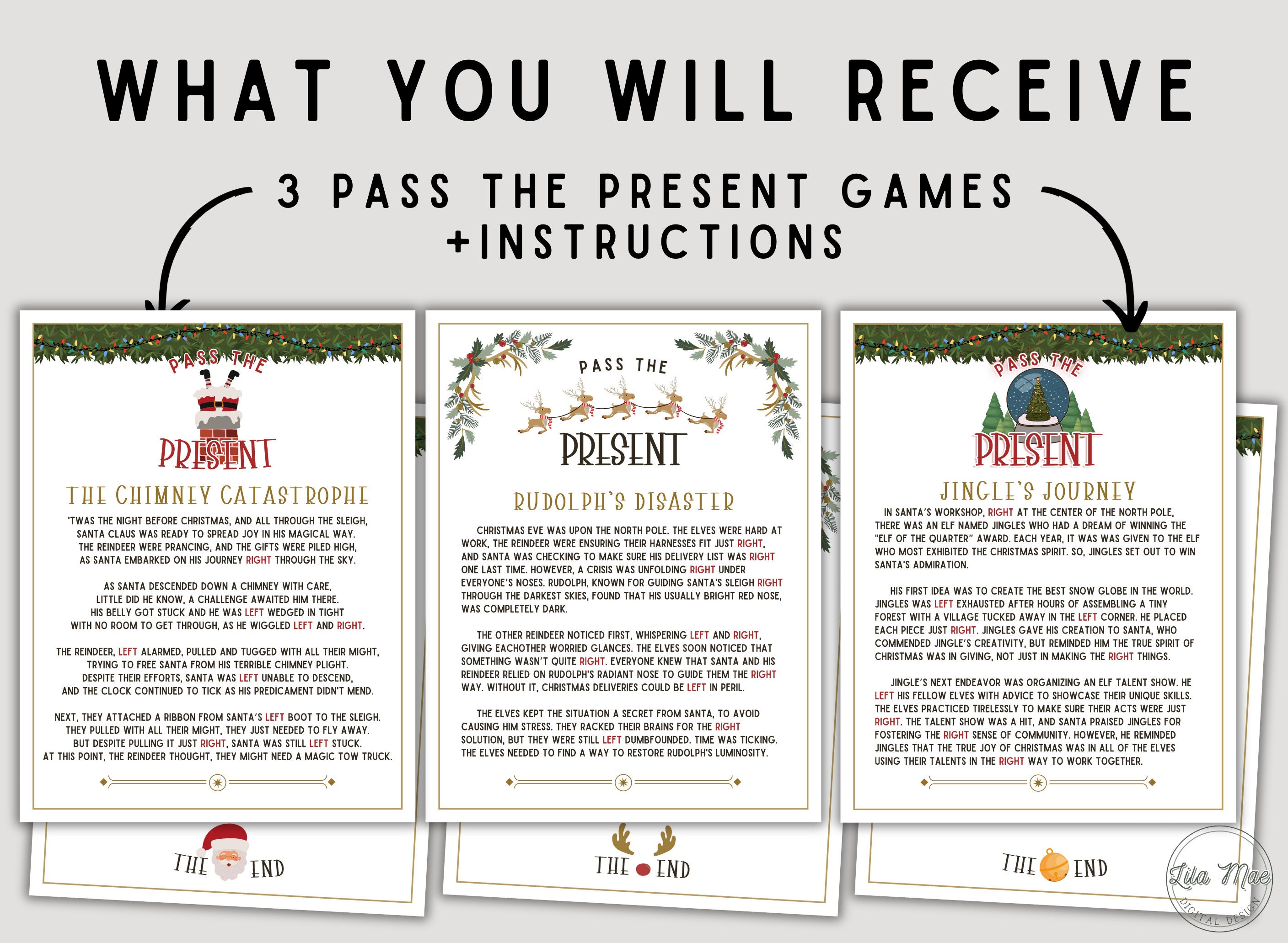 Christmas Left Right Game Bundle, Pass the Present Printable Party ...