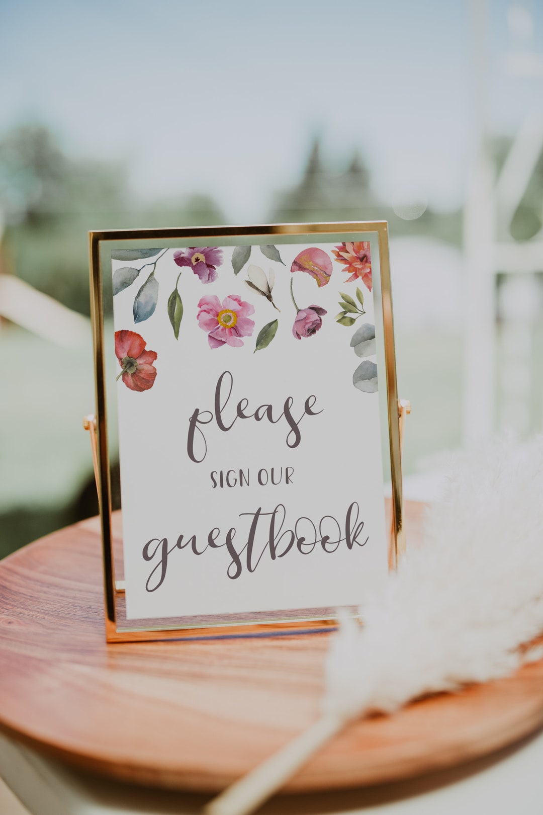 Baby Shower Guestbook Sign Printable, Baby in Bloom Floral Decor ...