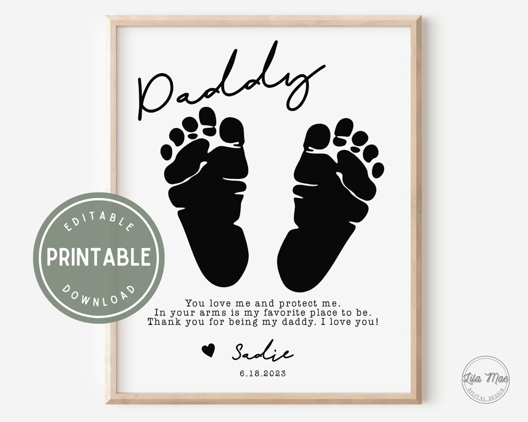 Editable and Printable Father's Day Footprint Craft, Poem for Daddy ...