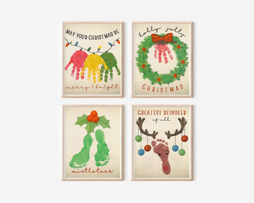 Printable Christmas Handprint and Footprint Craft Bundle, Reindeer ...
