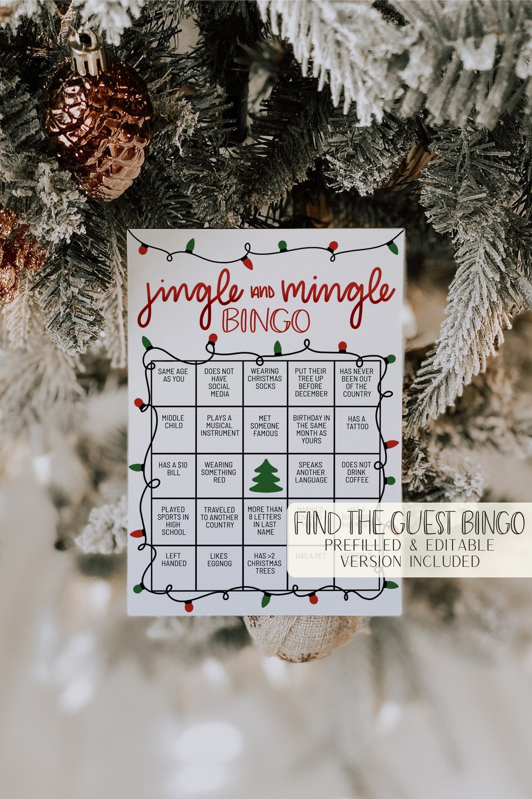 Find the Guest Bingo Game, Editable Christmas Party Icebreaker, Jingle ...
