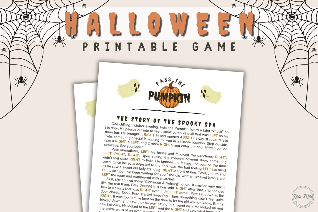 Printable Halloween Game, Pass the Pumpkin Party Game, Left or Right ...