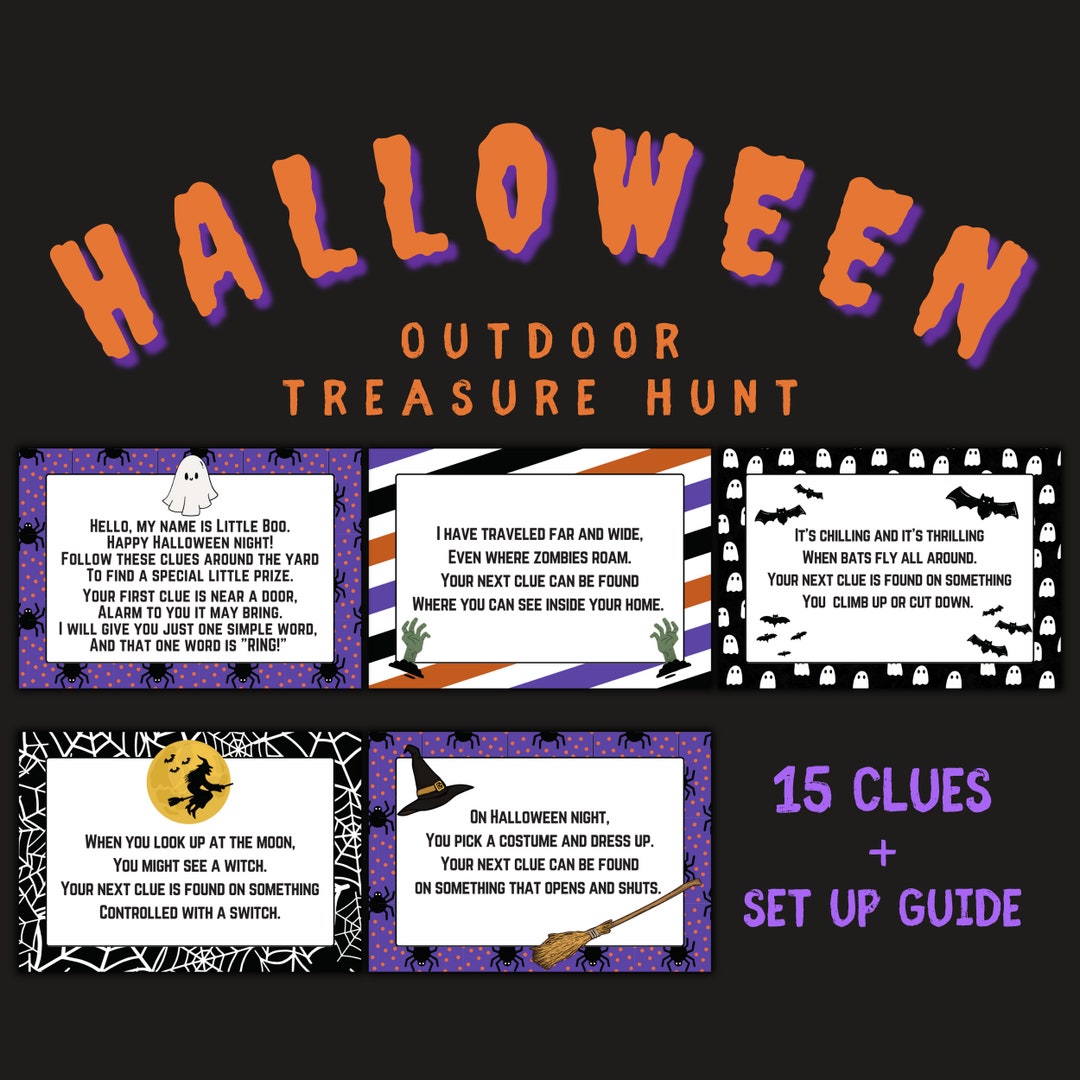 Outdoor Halloween Treasure Hunt for Kids, Scavenger Hunt Clues, Riddle ...