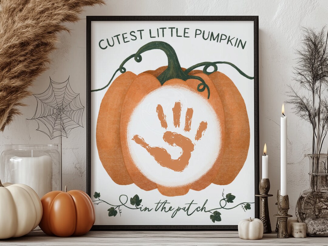 Printable Pumpkin Handprint Craft, DIY Fall Halloween Art, Cutest ...