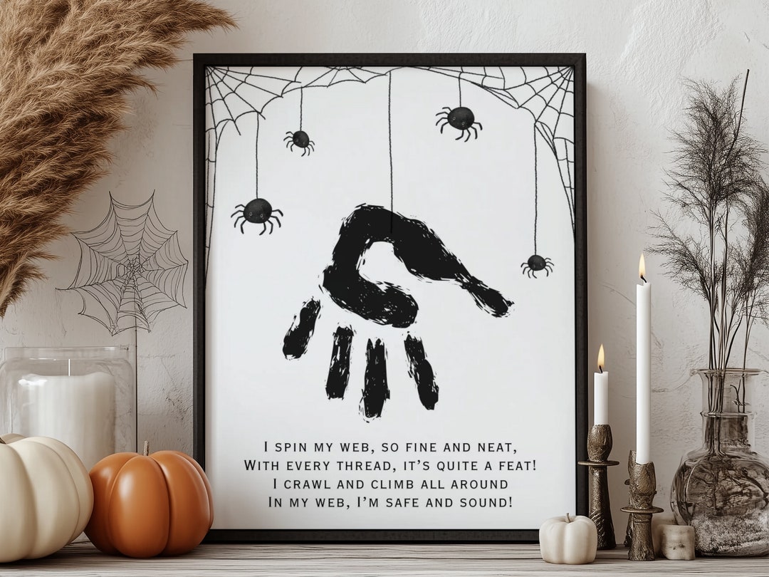 Spider Handprint Art Printable, Halloween Poem, Spider Webs, DIY ...