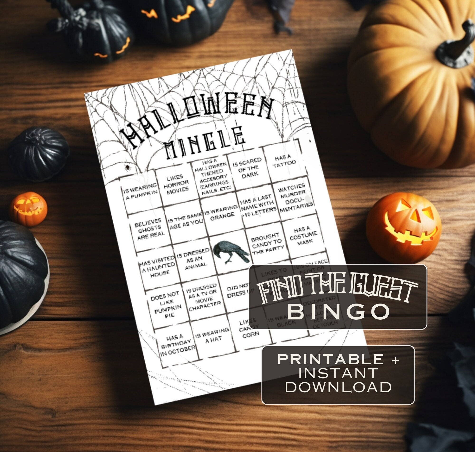 Printable Halloween Find the Guest Bingo, Halloween Party Icebreaker ...