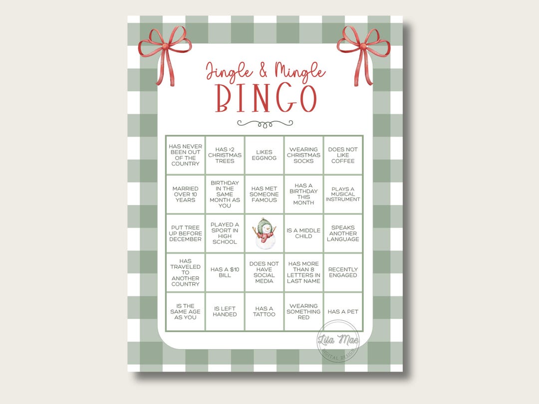Find the Guest Bingo Game, Printable Christmas Party Icebreaker, Jingle ...
