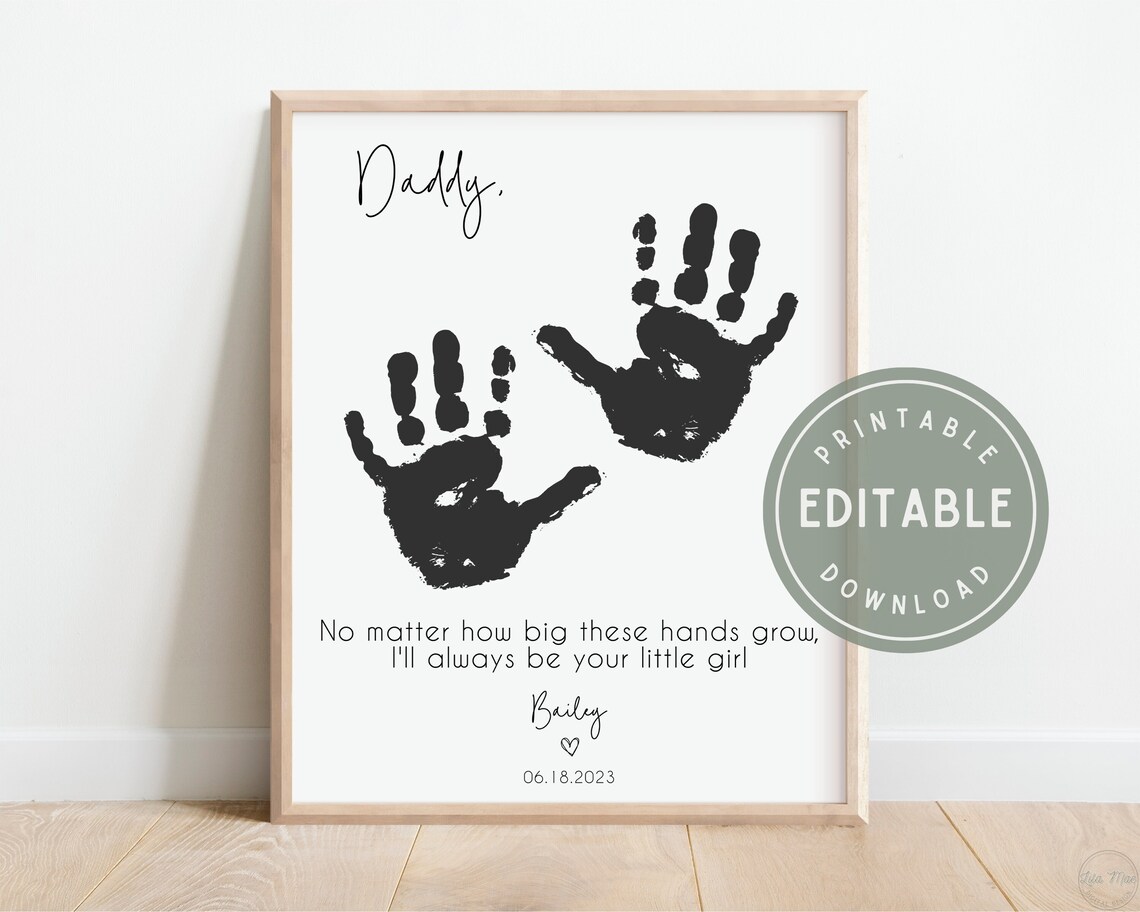Editable and Printable Father's Day Handprint Craft, 8x10 Gift for Dad ...