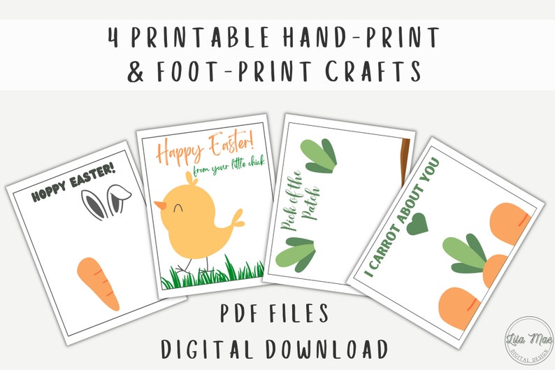Easter Handprint and Footprint Craft Bundle, Printable DIY Preschool ...
