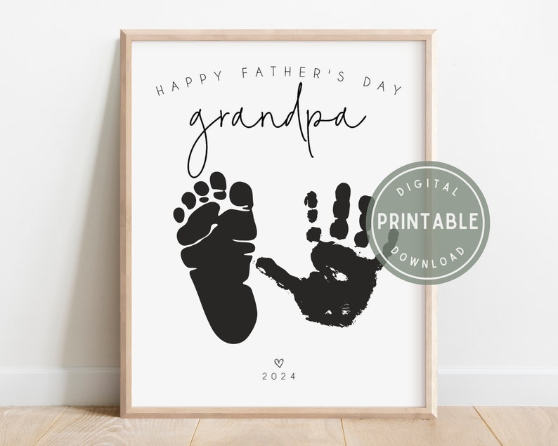 Printable Happy Father's Day Grandpa Craft, Handprint Art for Grandpa ...