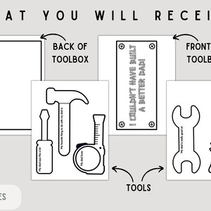 Father's Day Toolbox Craft, Printable Coloring Tool Box Gift for Dad ...