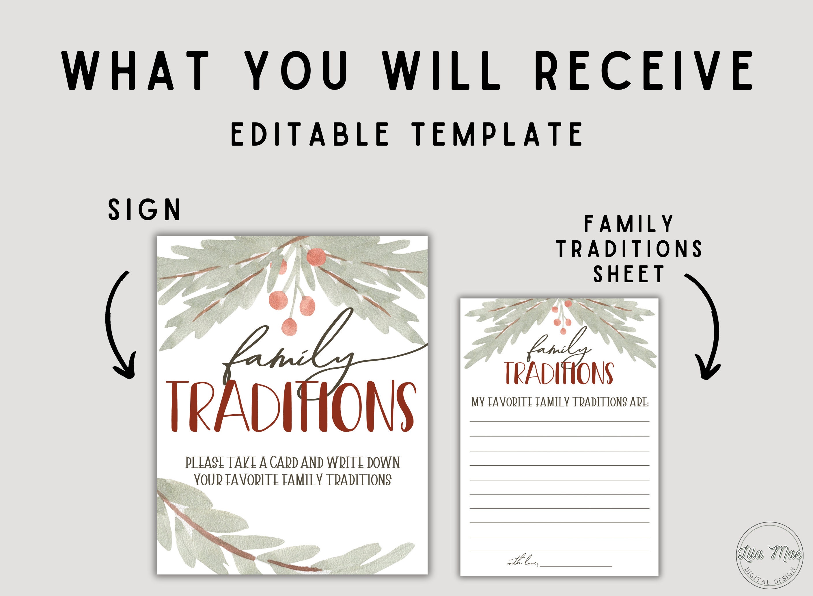 Editable Family Traditions Baby Shower Activity, Christmas Baby Shower ...