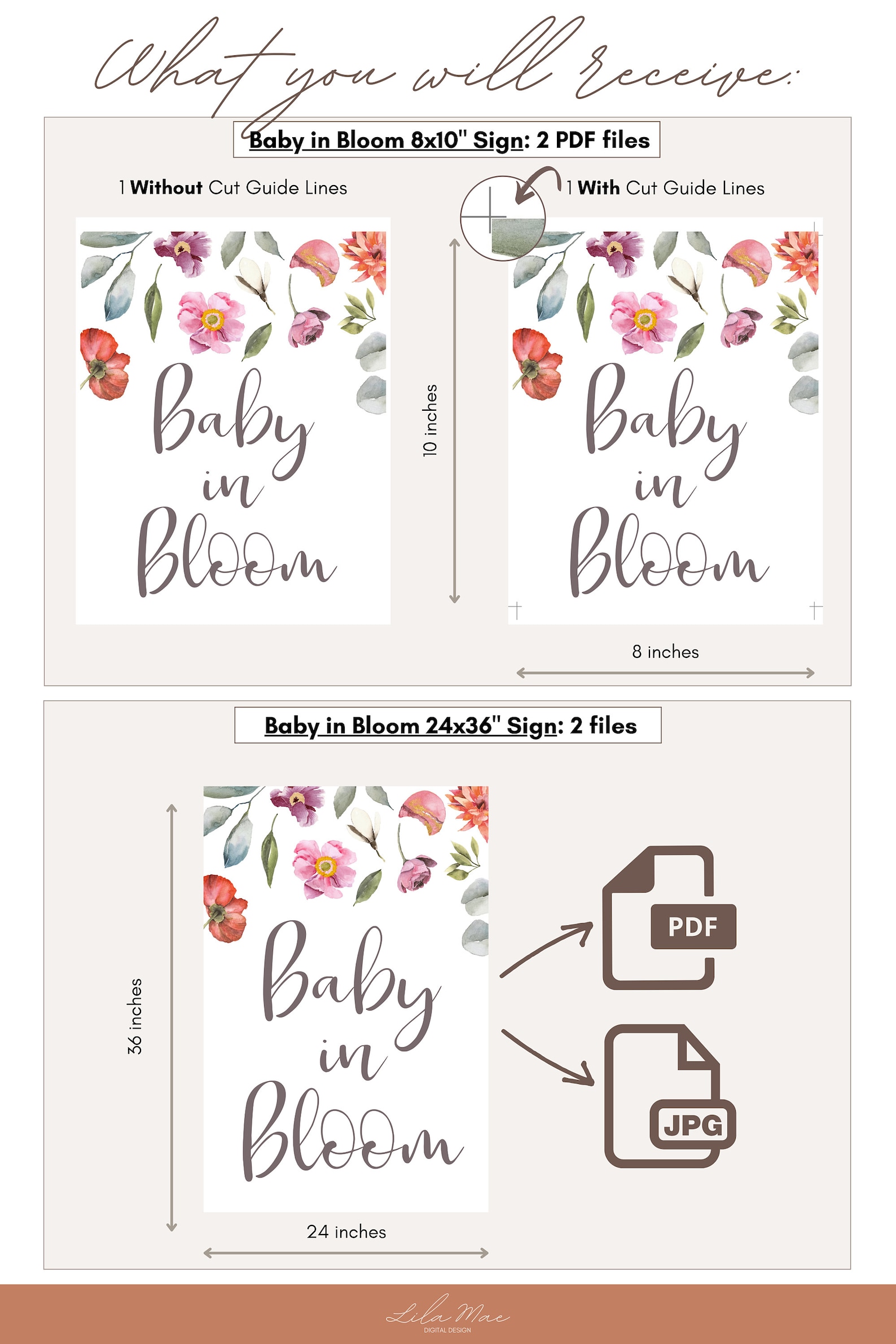 Baby in Bloom Sign, PRINTABLE Watercolor Garden Themed Floral Baby ...