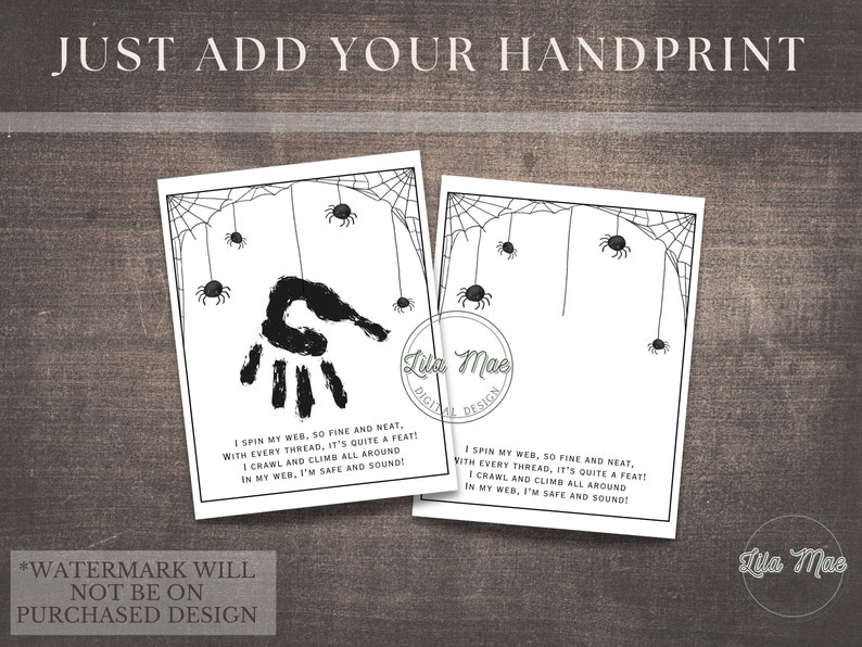 Spider Handprint Art Printable, Halloween Poem, Spider Webs, DIY ...