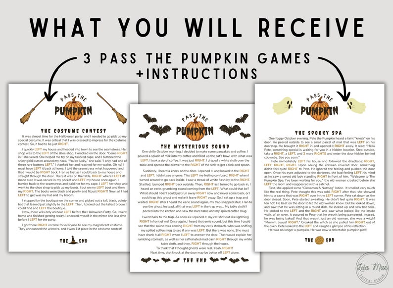 Printable Halloween Left Right Game Bundle, Pass the Pumpkin Party ...