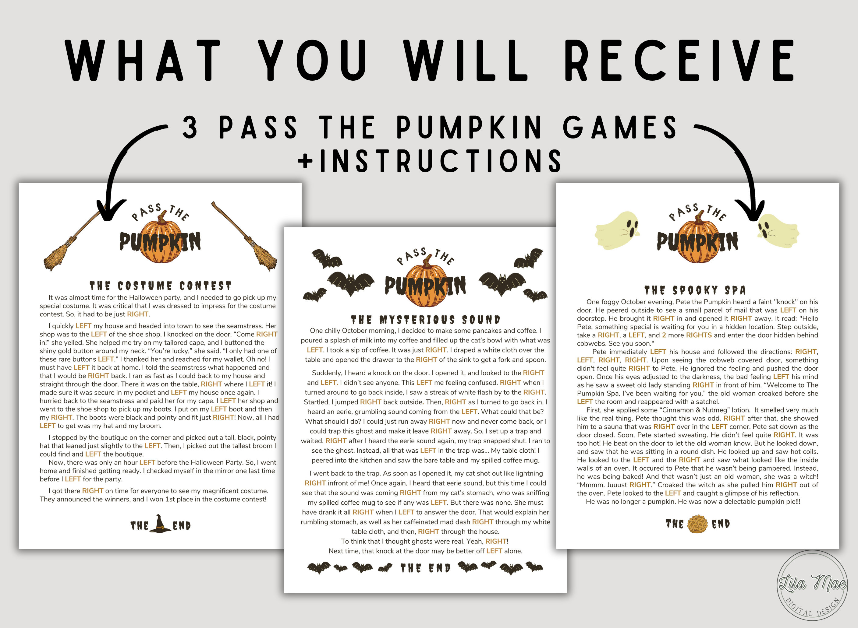 Printable Halloween Left Right Game Bundle, Pass the Pumpkin Party ...
