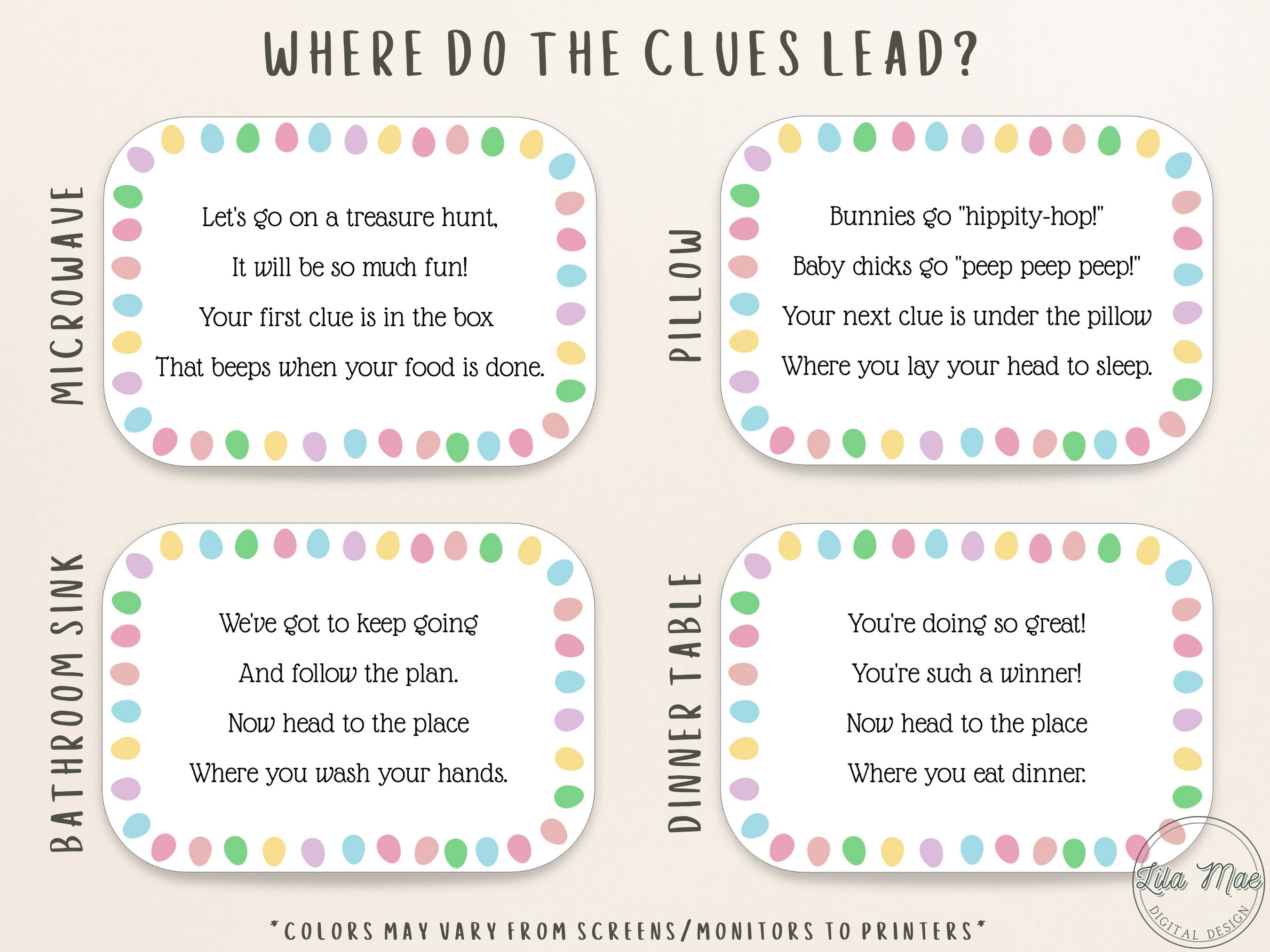 Printable Indoor Easter Scavenger Hunt, Treasure Hunt Easter Activity ...
