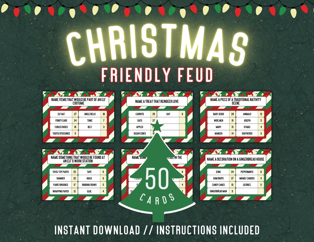 Christmas Friendly Feud Game, Printable Holiday Party Activity, 2 Sizes ...