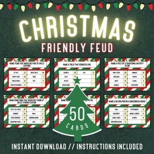 Christmas Friendly Feud Game, Printable Holiday Party Activity, 2 Sizes ...
