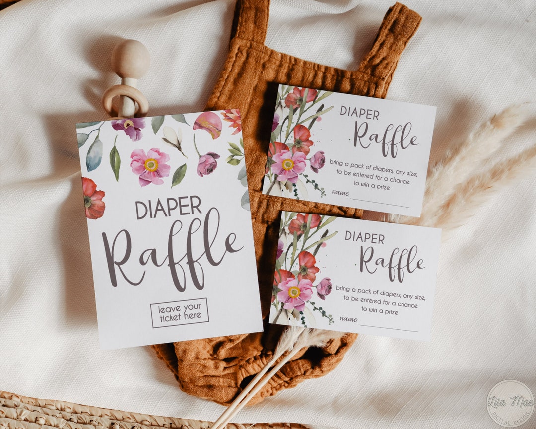Letreros y boletos para rifa de pañales imprimibles, Baby in Bloom Baby ...