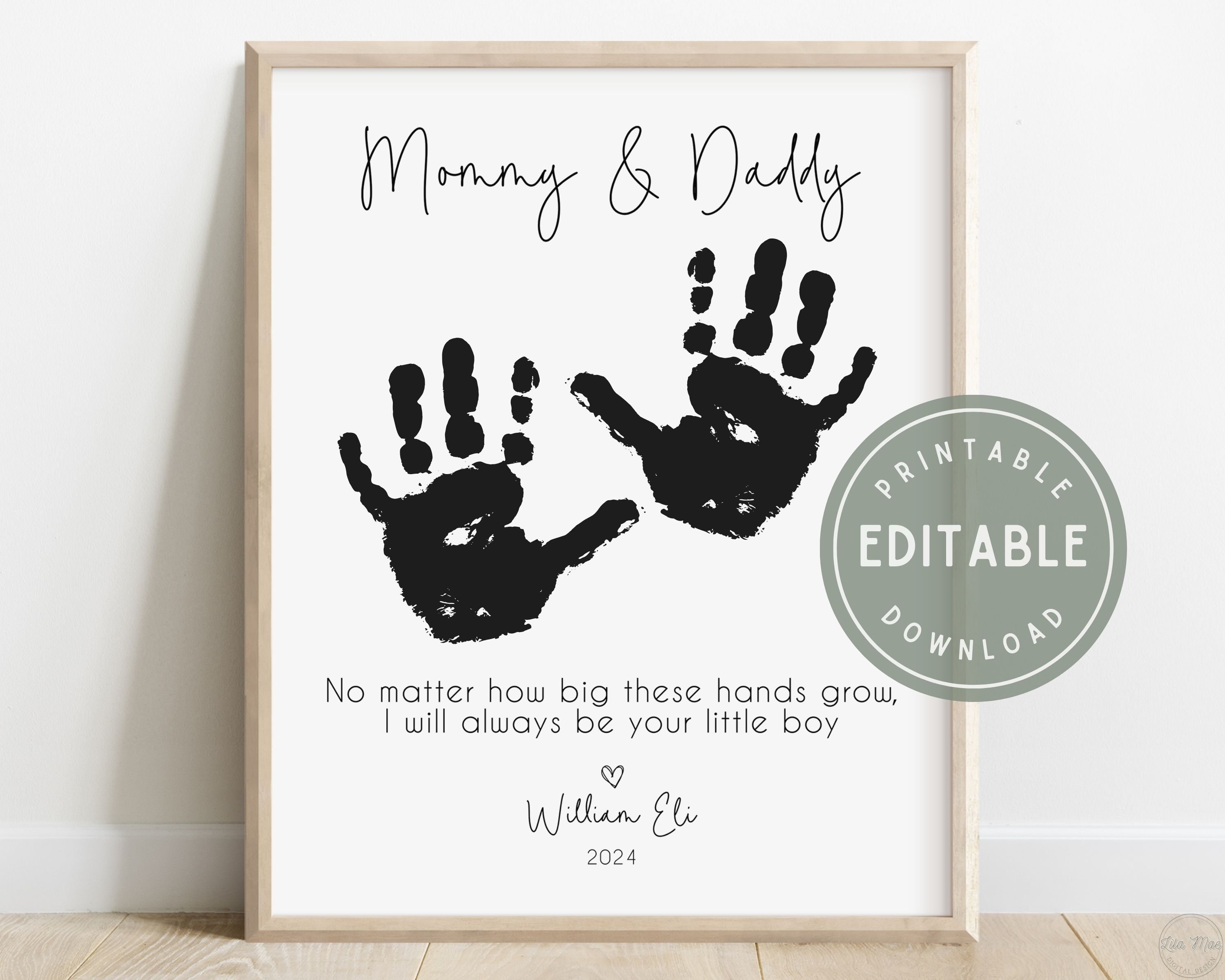 Editable and Printable Handprint Craft Baby Shower Gift, Keepsake for ...