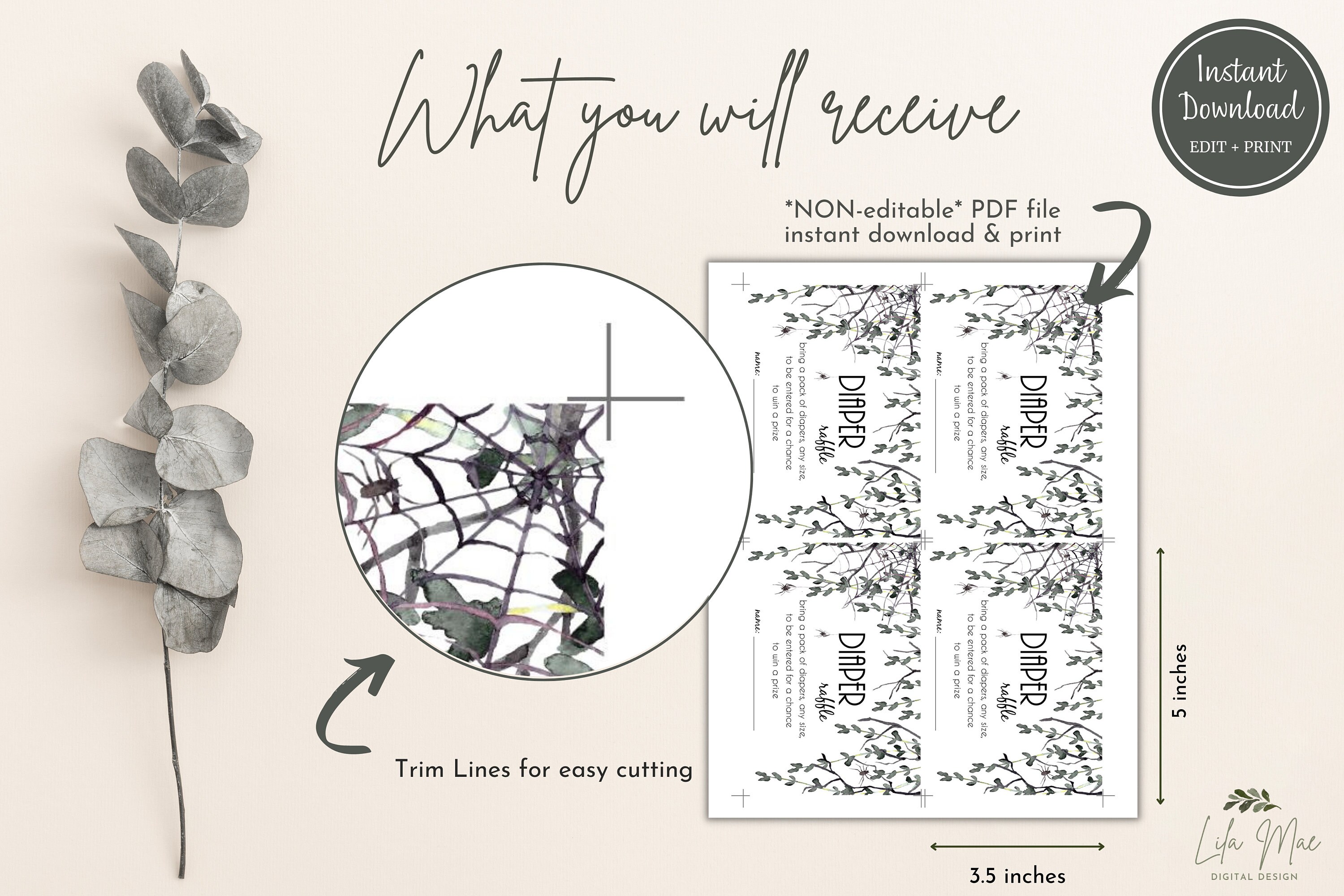 Printable Diaper Raffle Tickets for Fall Halloween Baby Shower, A ...