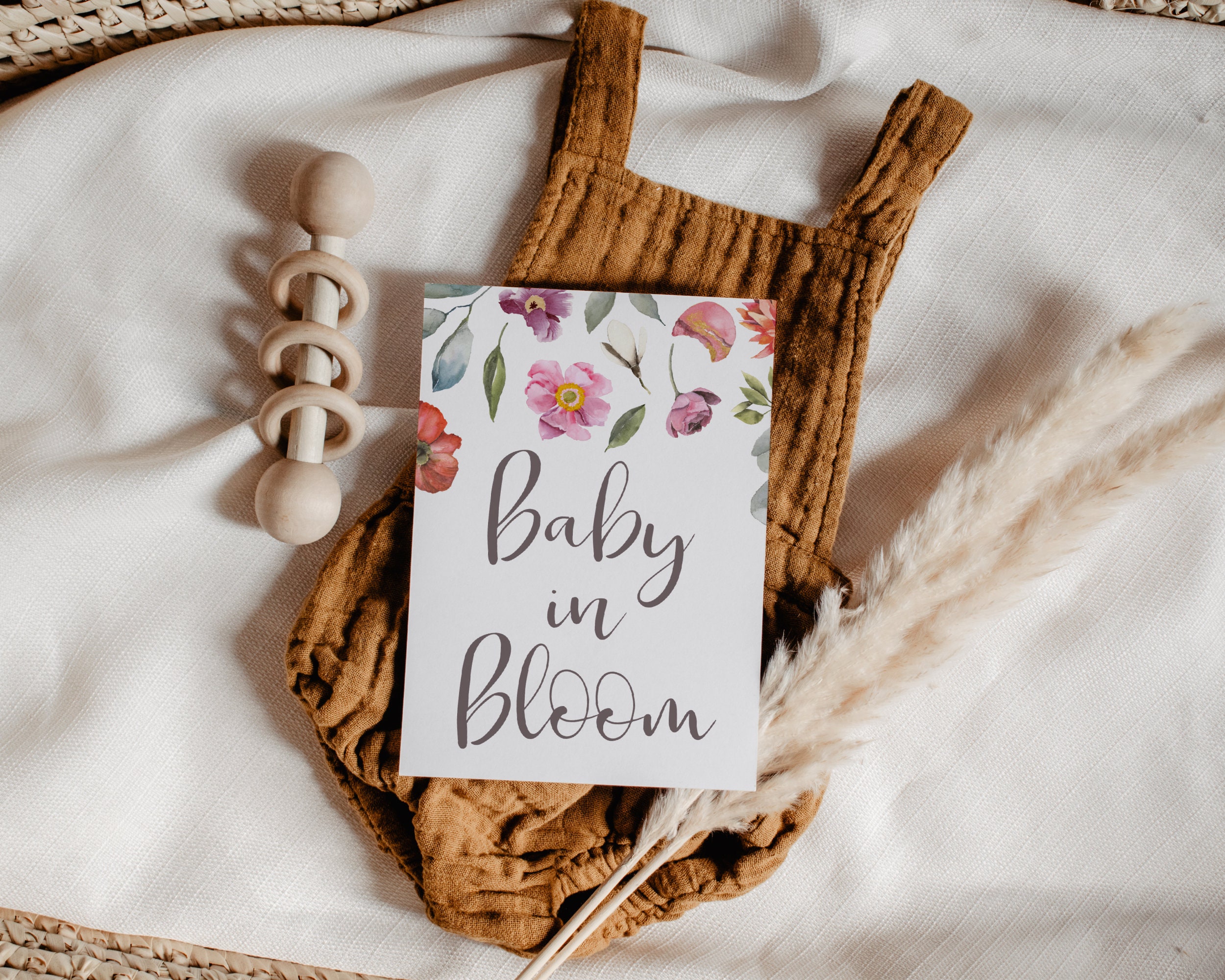 Baby in Bloom Sign, PRINTABLE Watercolor Garden Themed Floral Baby ...
