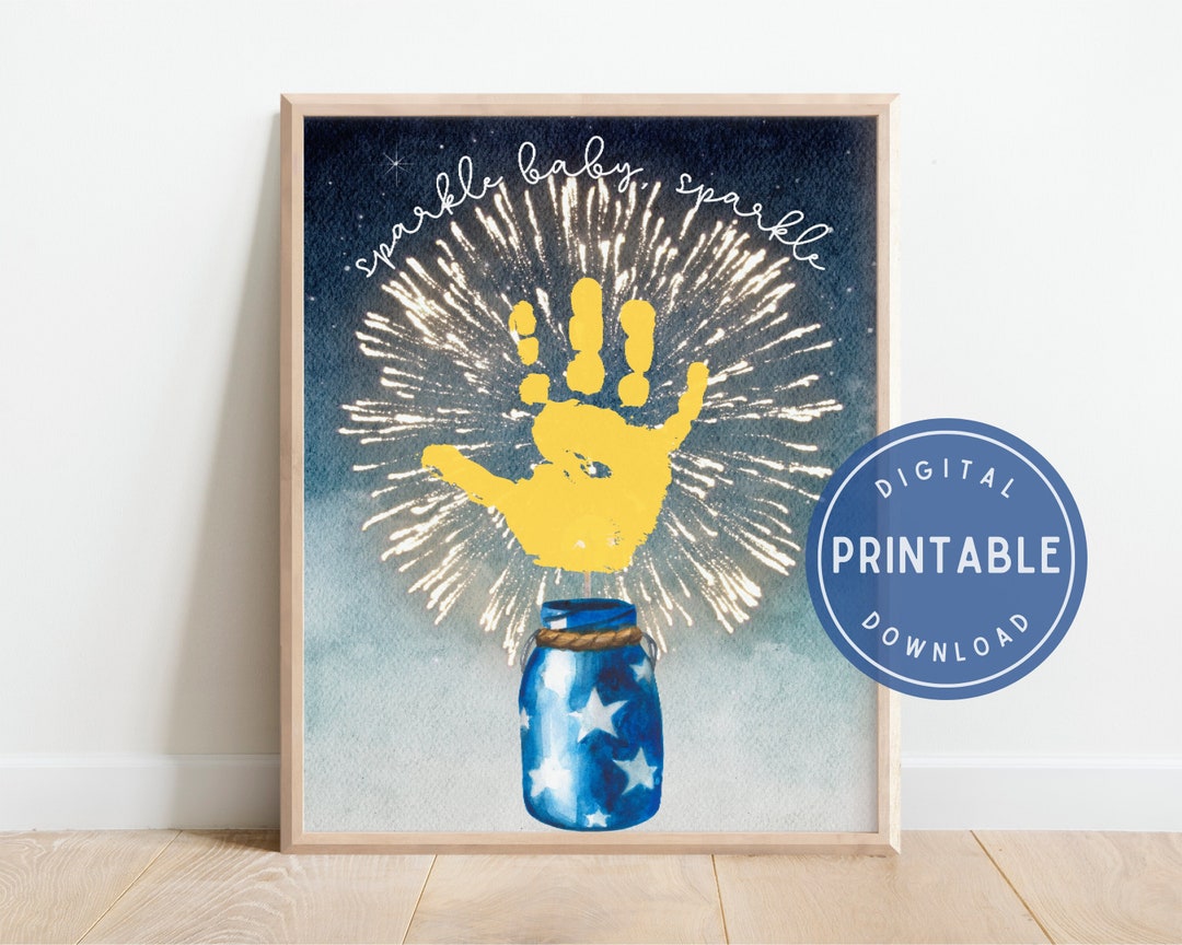 Printable Sparkler Handprint Craft, Fourth of July Art for Kids ...