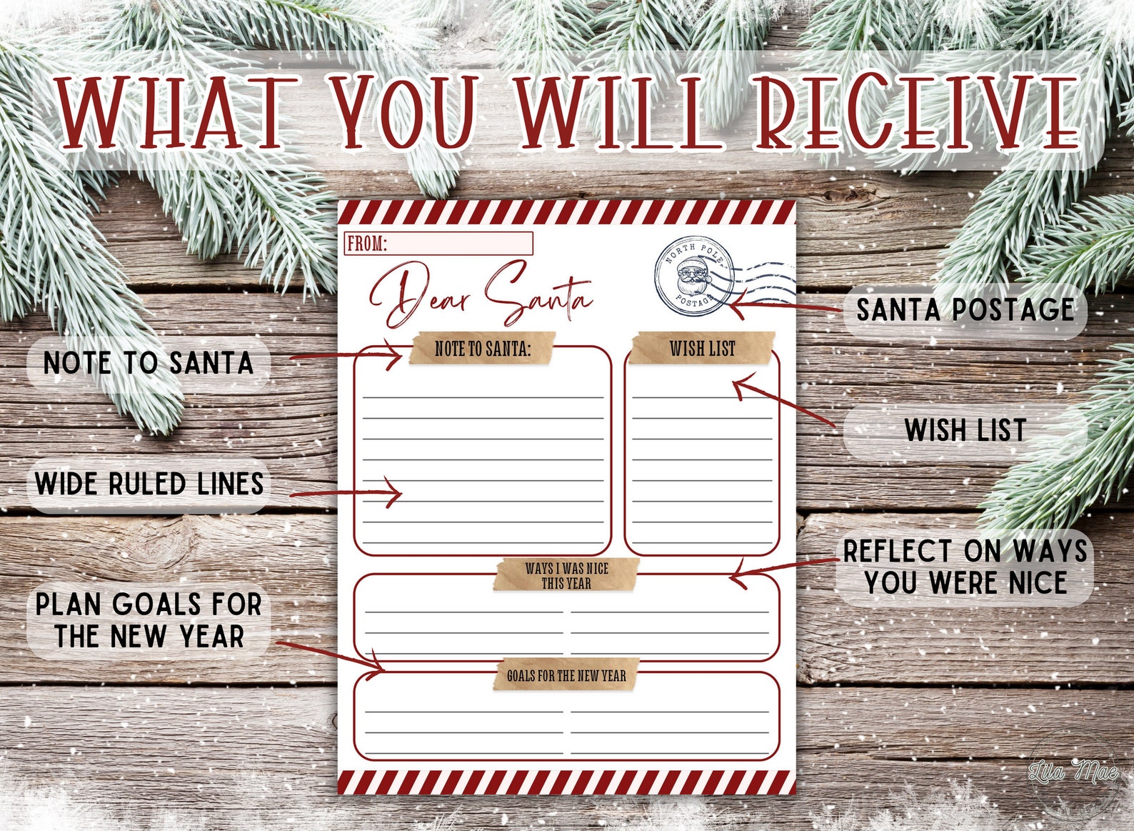 Printable Kids Letter to Santa, Christmas Wish List Activity, Holiday ...