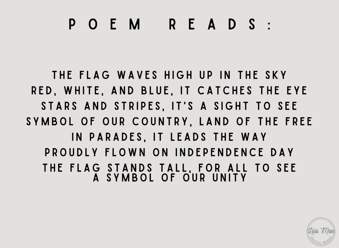 Printable Flag Poem Handprint Craft for Fourth of July, Independance ...