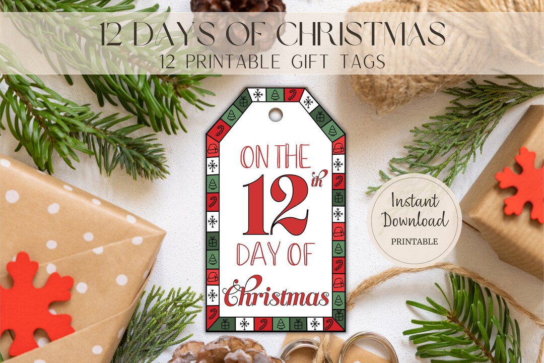 Etiquetas imprimibles de 12 días de Navidad, etiquetas de regalo ...