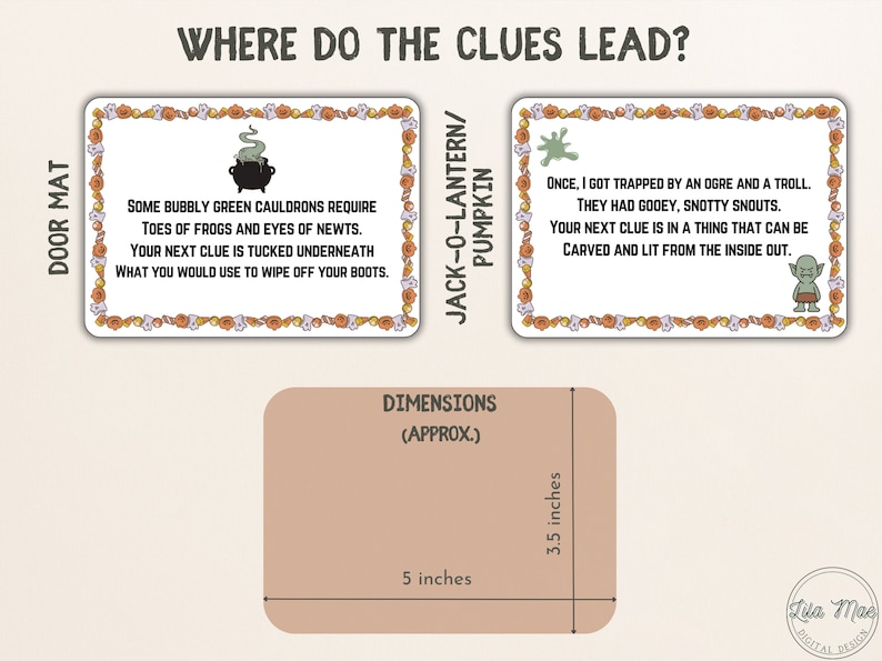 Printable Outdoor Halloween Treasure Hunt for Kids, 15 Riddle Clue ...