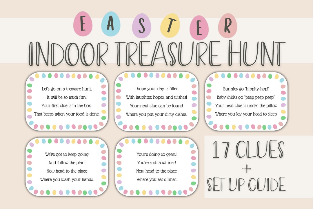 Printable Indoor Easter Scavenger Hunt, Treasure Hunt Easter Activity ...
