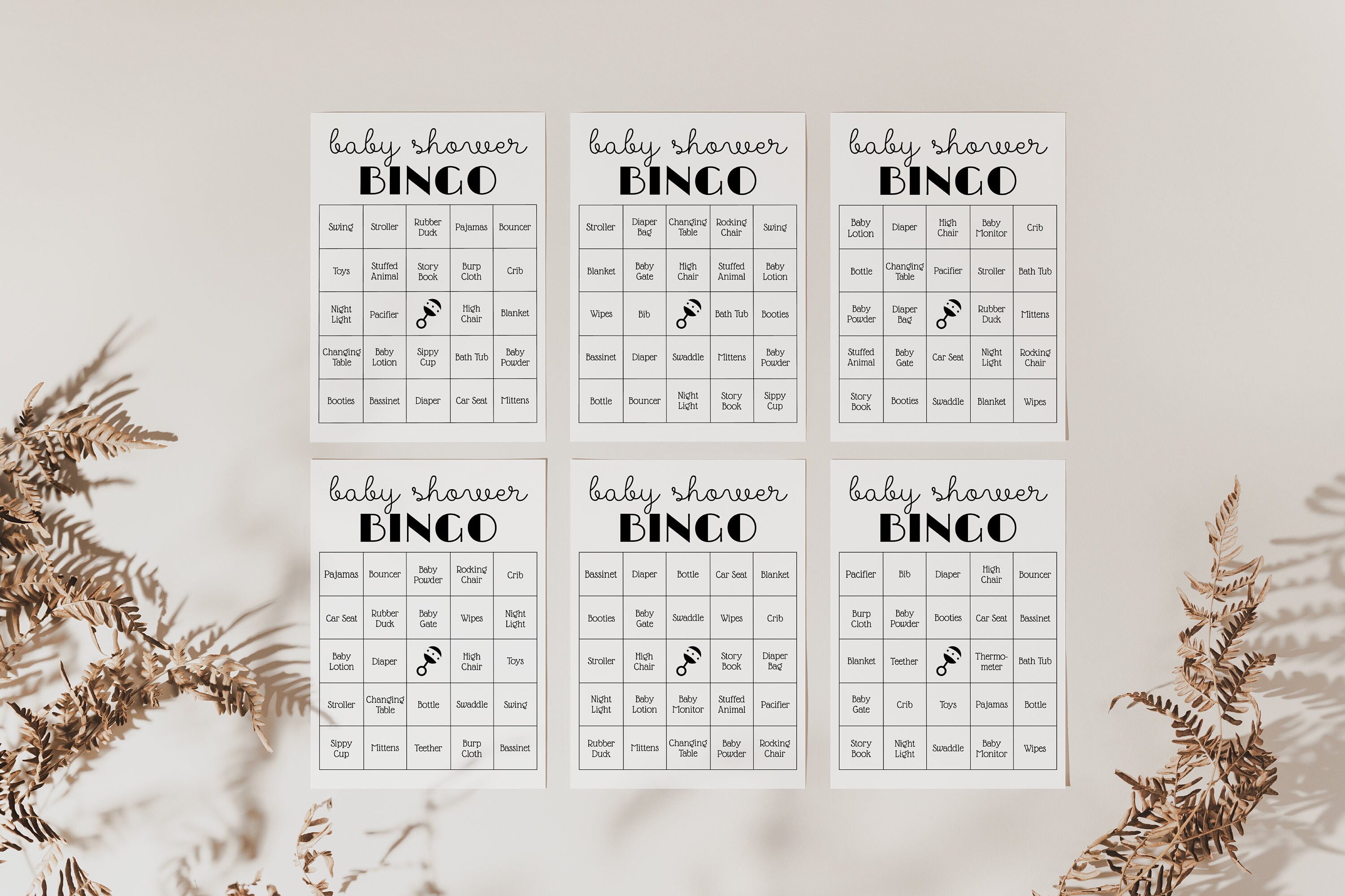 Printable Prefilled Baby Shower Bingo Game, Set of 60 Bingo Cards Ready ...