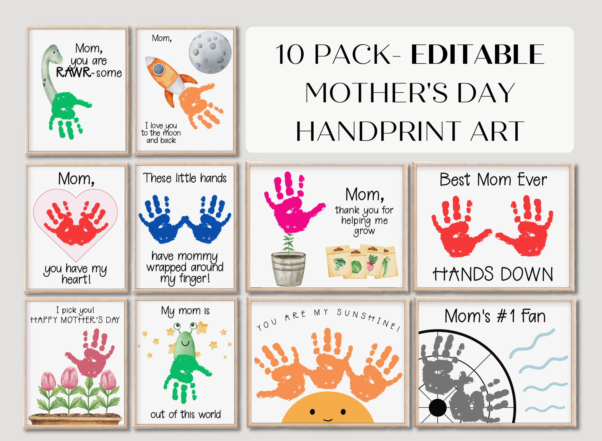 Editable Mothers Day Handprint Craft Printable Keepsake Art - Etsy