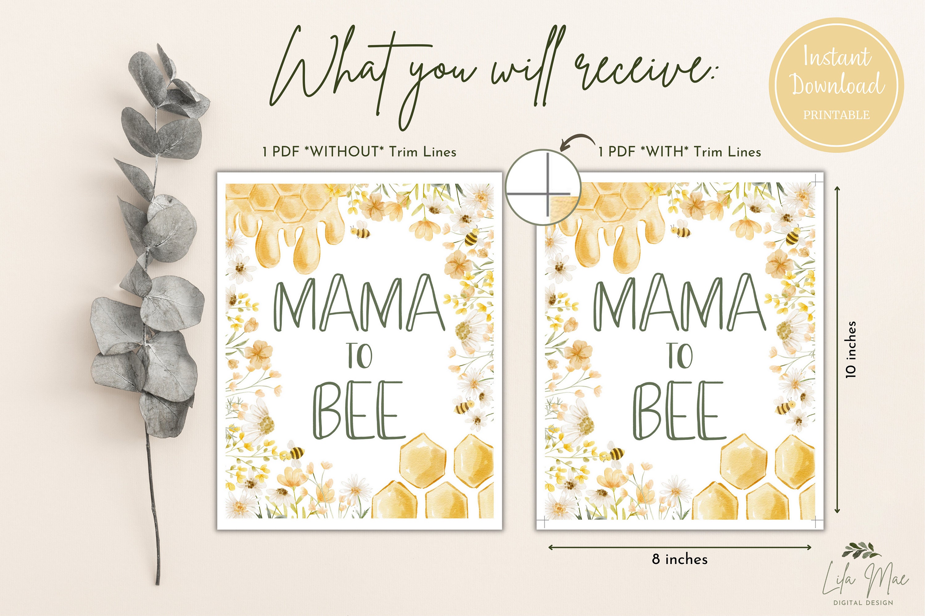 Mama to Bee Sign Printable for Baby Shower, Bumble Bee Decoration ...