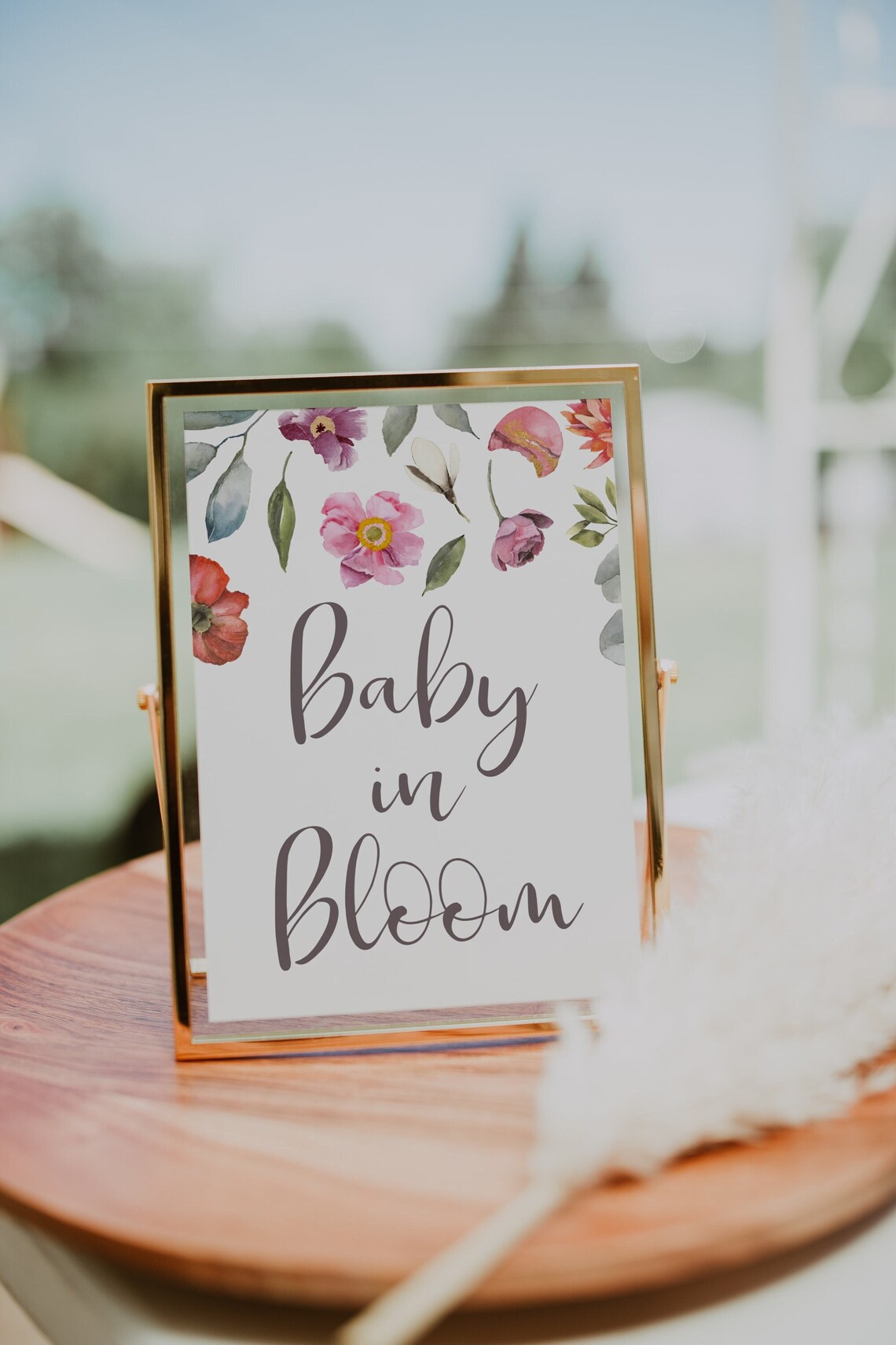 Baby in Bloom Sign, PRINTABLE Watercolor Garden Themed Floral Baby ...