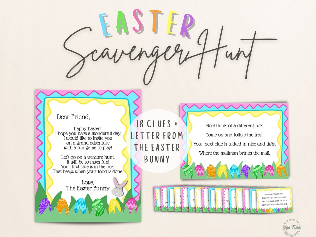 Printable Easter Scavenger Hunt for Kids, Indoor Easter Treasure Hunt ...