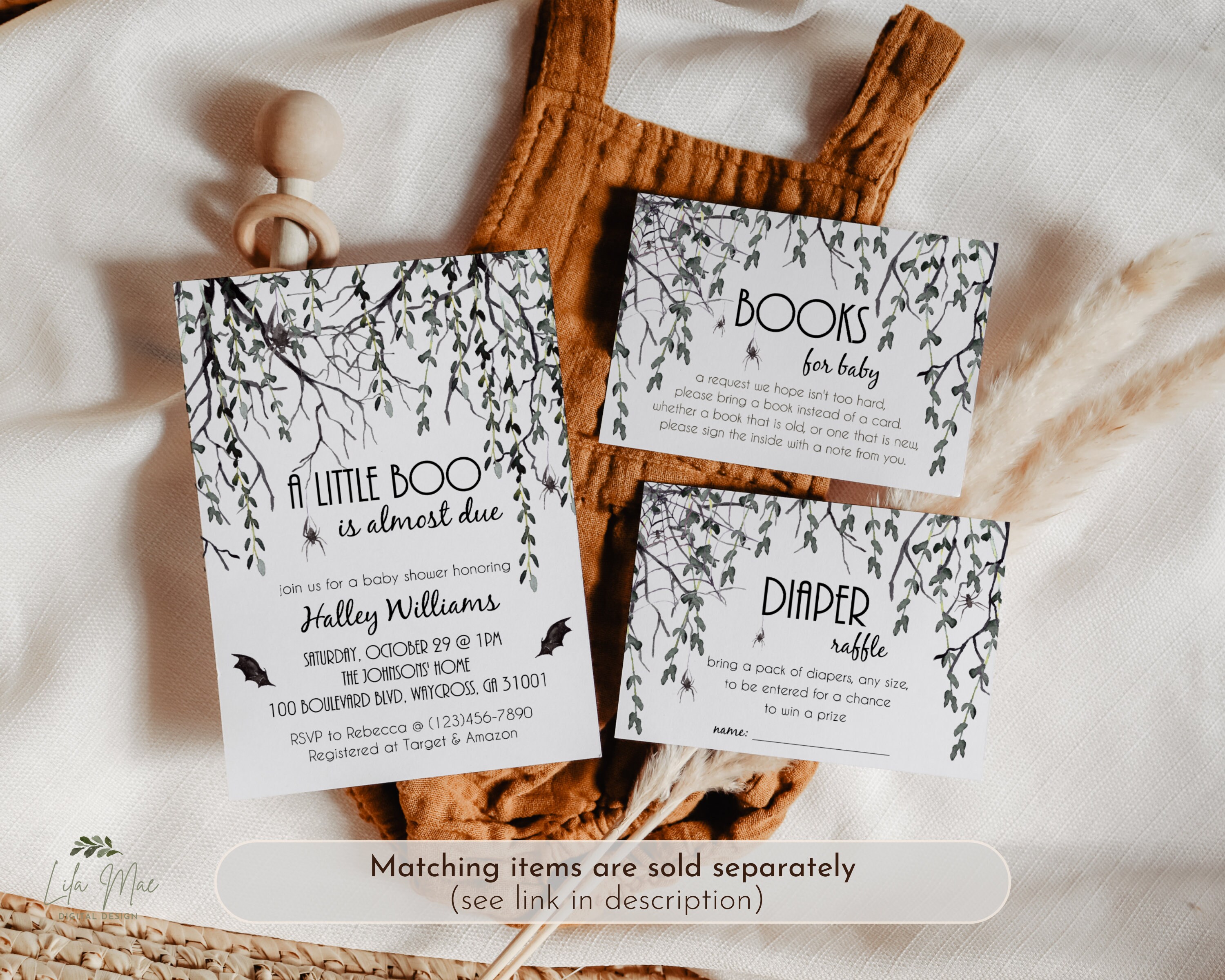 Books for Baby Request Card, Printable Insert, Halloween Baby Shower ...