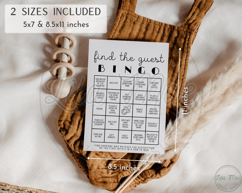 Find the Guest Bingo Baby Shower Game, Editable Baby Shower Icebreaker ...