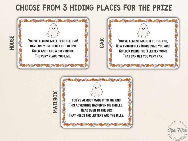 Printable Outdoor Halloween Treasure Hunt for Kids, 15 Riddle Clue ...