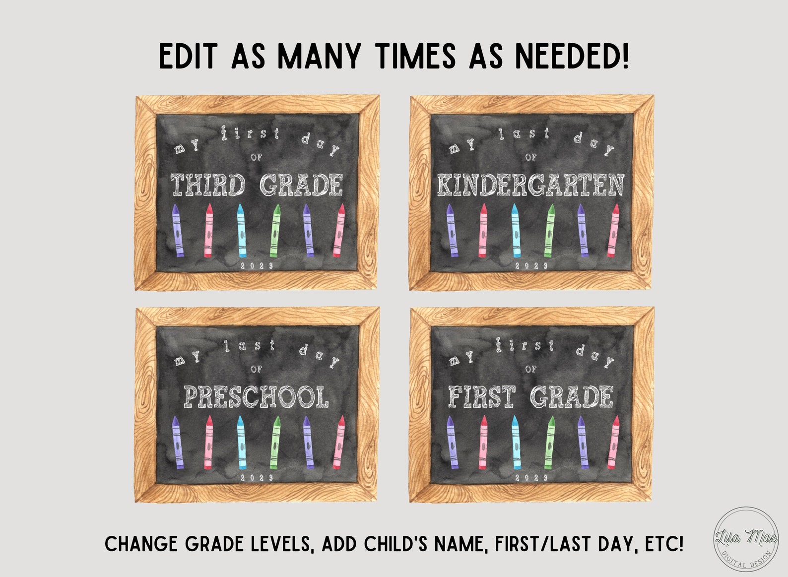 Editable First and Last Day of School Printable Sign, 8x10 Back to ...