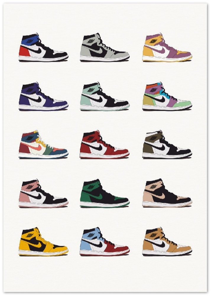 Air Jordan Collection Print Sneaker Wall Art Digital File - Etsy