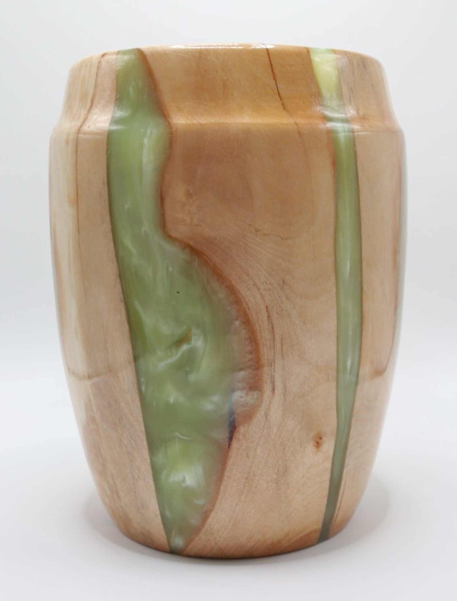 Handmade Birch Tree Wood With Light Green Pearl Epoxy Resin Vase - Etsy