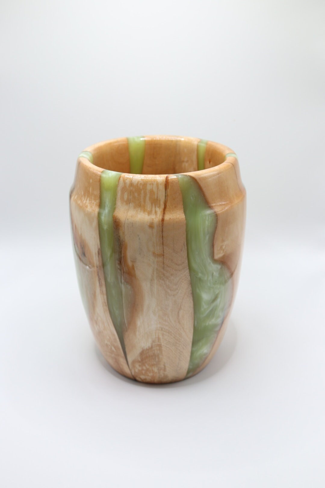 Handmade Birch Tree Wood With Light Green Pearl Epoxy Resin Vase - Etsy