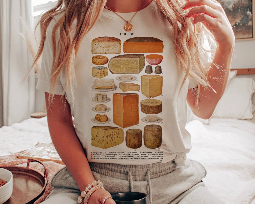 Vintage Cheese Chart T-shirt, Cheese Lover Short Sleeve Tee Unisex - Etsy