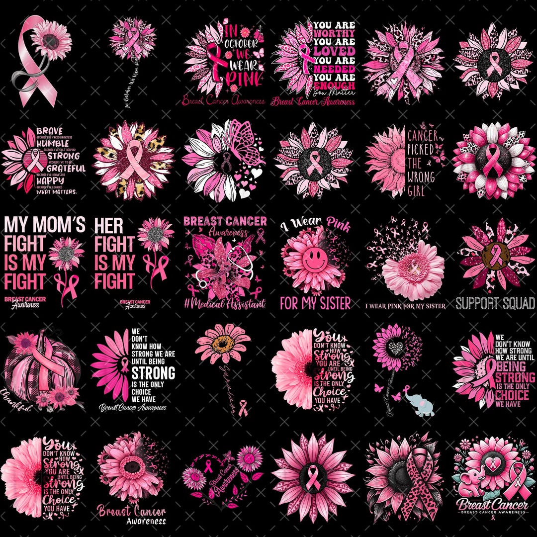 60+ Breast Cancer Awareness Sunflower PNG Bundle, Pink Sunflower Png ...